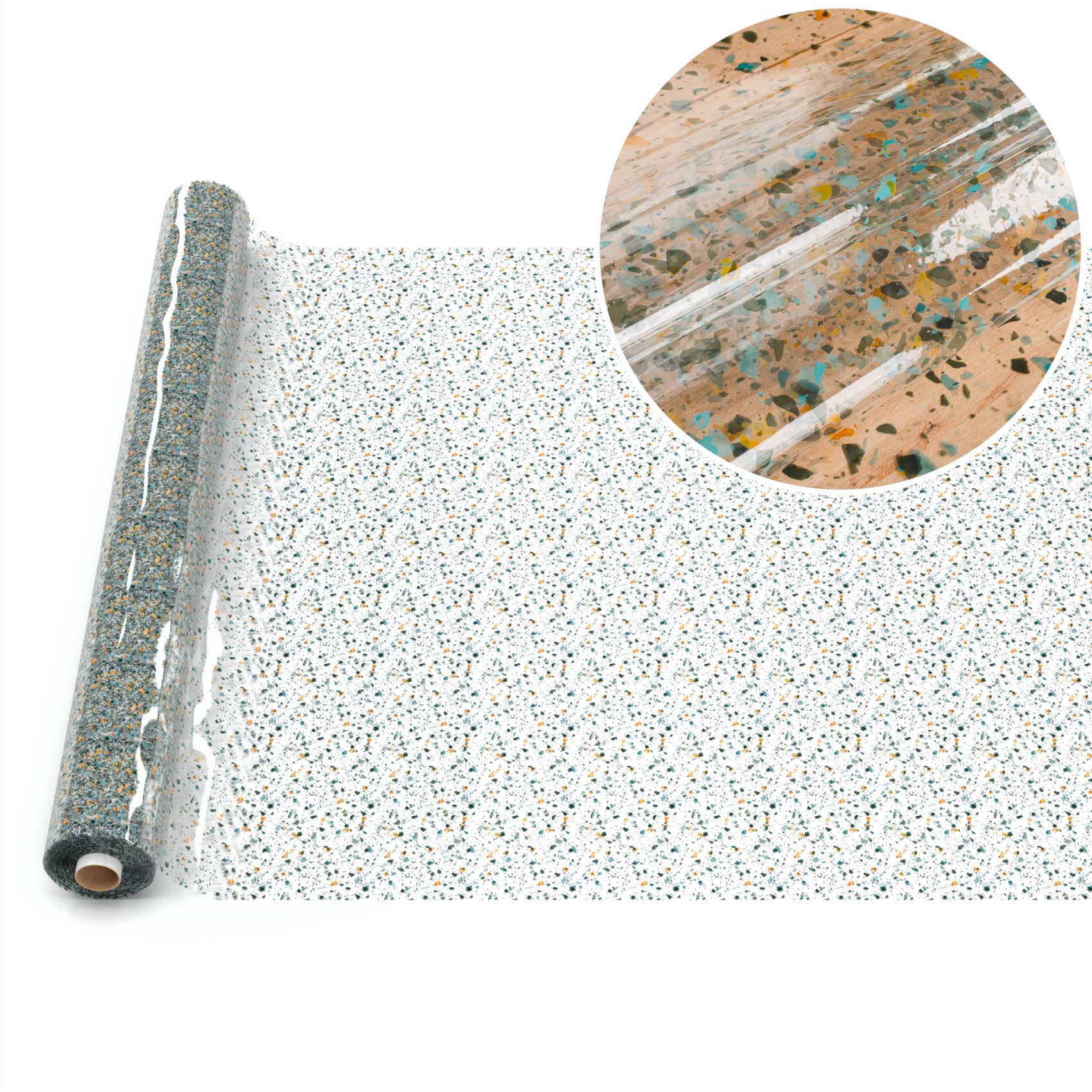 PPH63031L Transparente Wachstuch Terrazo Rolle 30m Breite 140cm in ...